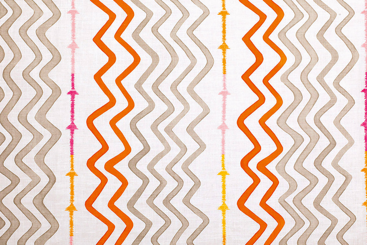 Christopher Farr Rick Rack Indoor Printed Embroidered Orange Fabric ...