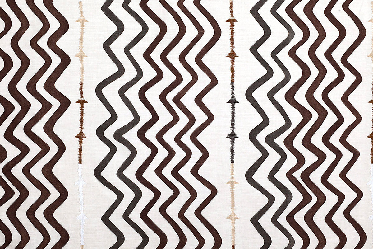 Christopher Farr Rick Rack Indoor Printed Embroidered Chocolate Fabric ...