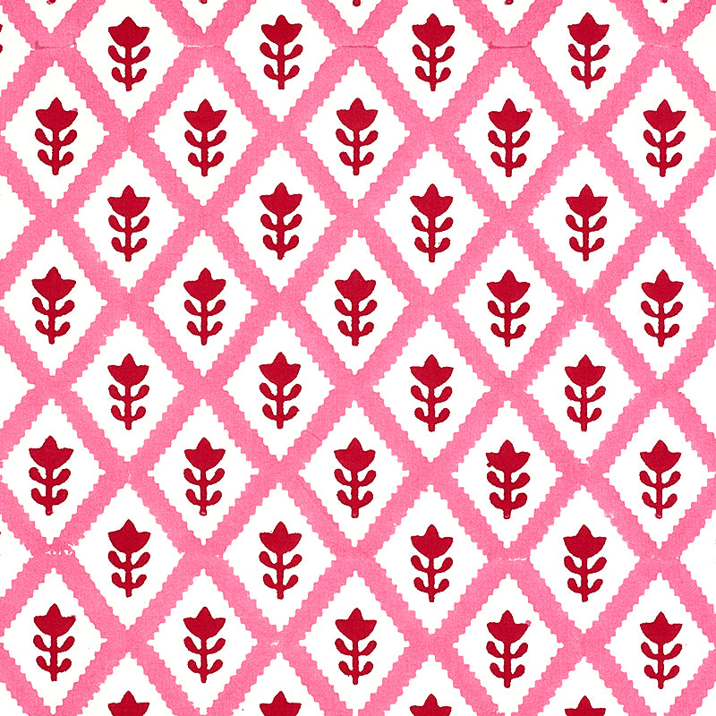 Schumacher Buti Hand Block Print Pink 179231 Fabric | 40% Off (Samples)