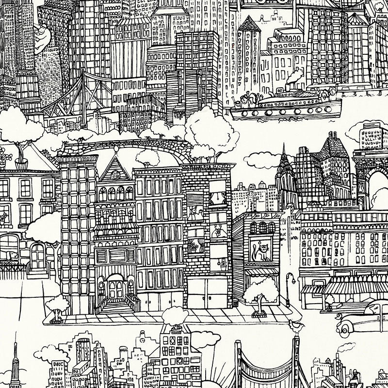 Schumacher New York New York Black And White 2643410 Fabric | 40% Off ...