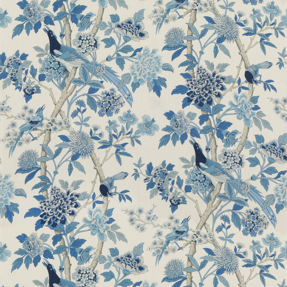 GP & J Baker Hydrangea Bird (Archive) Blue BP10851.1.0 Fabric | 40% Off ...