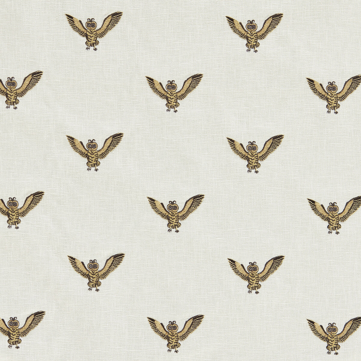 Clarke & Clarke Owl Of Athena Gold Embroidery F1755/01.CAC.0 Sample ...