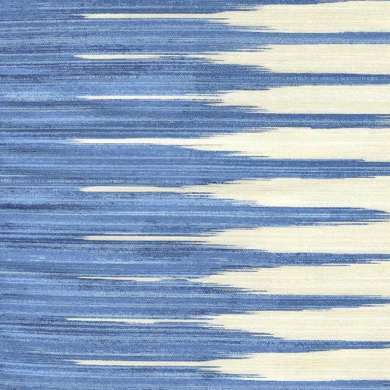 Quadrille Ikat Stripe Two Color Sea Blue / Pale Ivory 306580F-03 Fabric ...