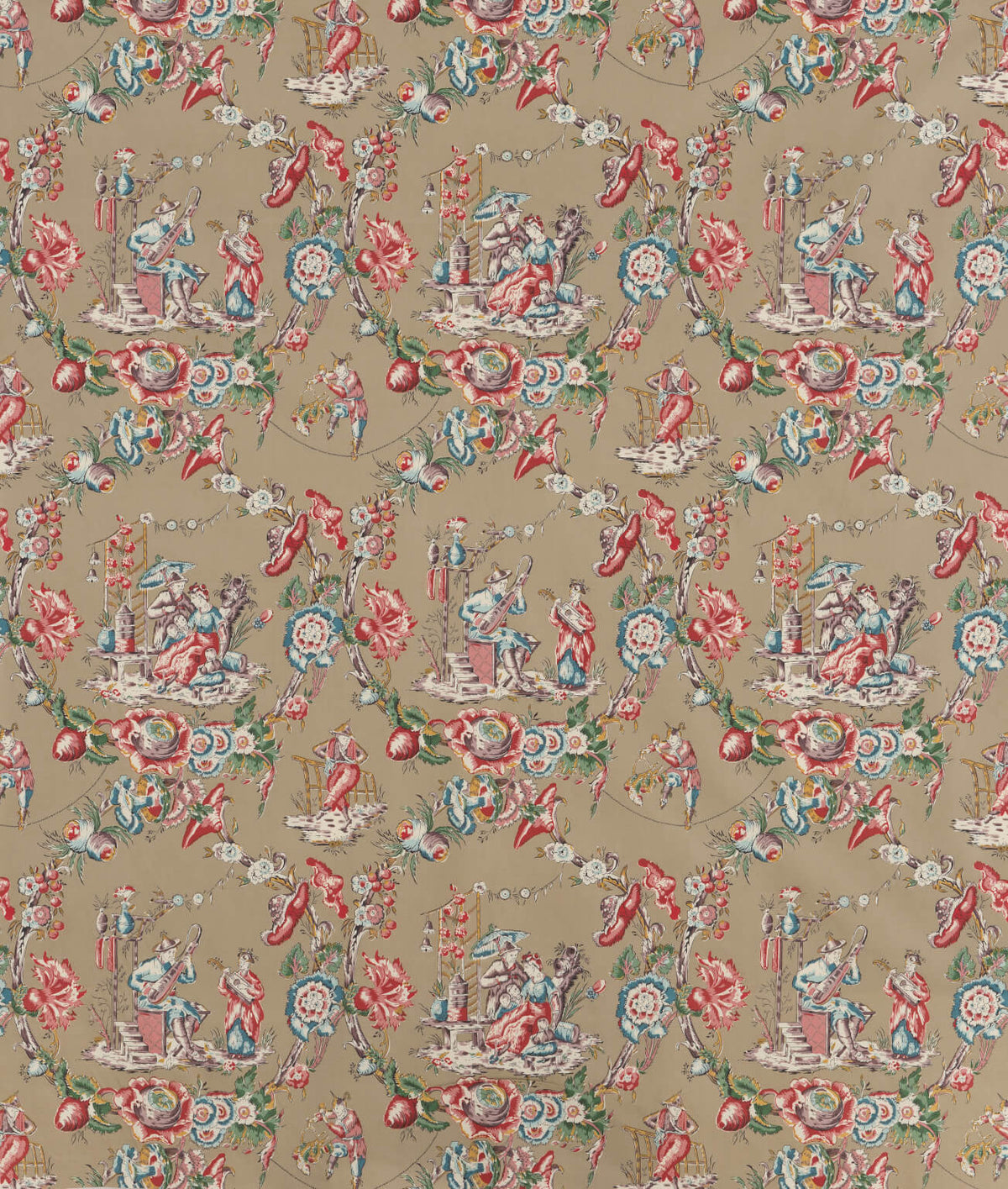 Le Manach Musiciens Chinois Gris L2760006 Fabric | 40% Off (Samples)