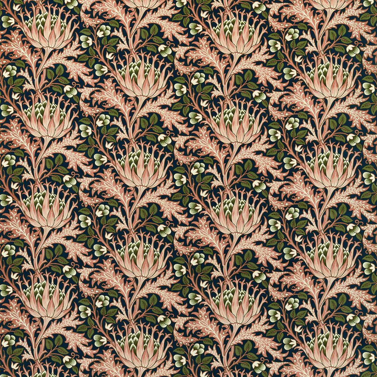 Morris & Co Artichoke Velvet Inky Fingers/Blush MWAR227002 Fabric | 40% ...