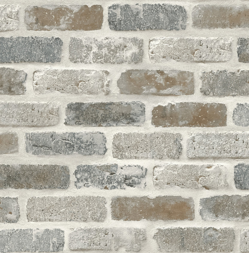 NextWall Washed Brick Soft Gray & Rust NW30500 Wallpaper | 40% Off ...