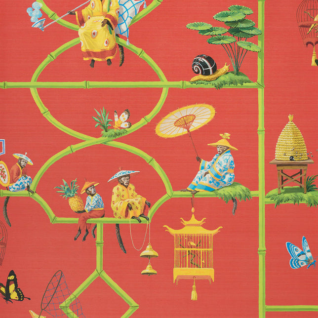Pierre Frey Les Singes Savants Turquoise FP770004 Wallpaper | 40% Off ...