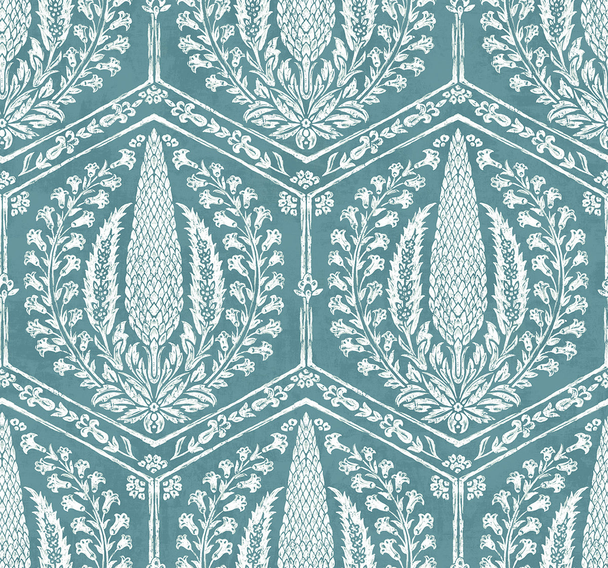 Seabrook Designs Cyrus Harvest Mediterranean Blue SC21402 Sample | 40% ...