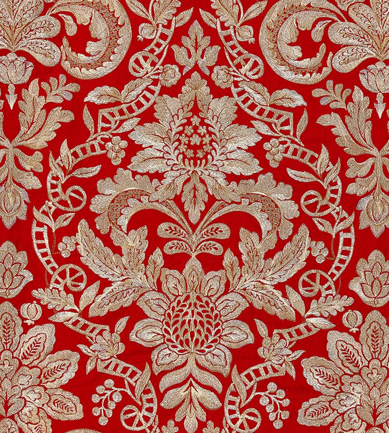 Scalamandre Elizabeth Damask Embroidery Carnelian SC270860003 Fabric ...