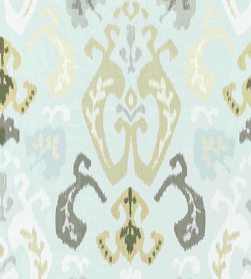 Scalamandre Mandalay Ikat Embroidery Mineral SC271720003 Fabric | 40% ...
