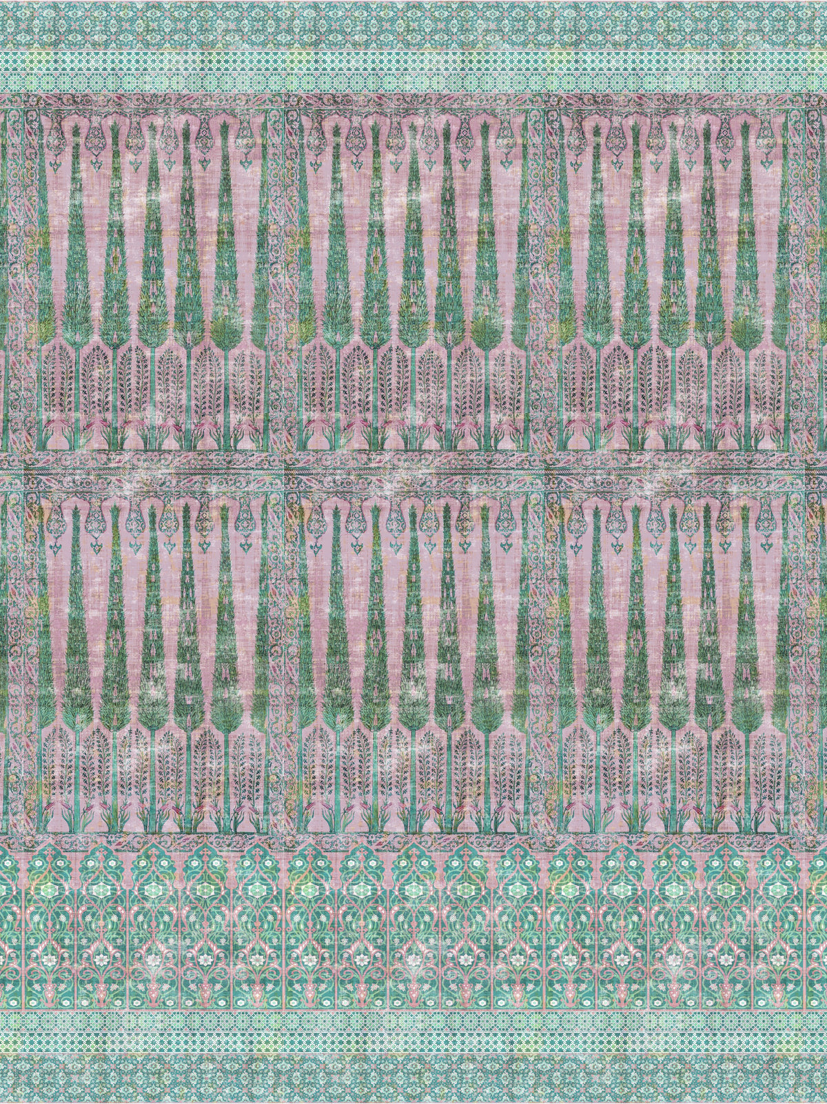 Nicolette Mayer Topkapi Garden - Panel Green Pink WNMTOPK1022 Sample ...