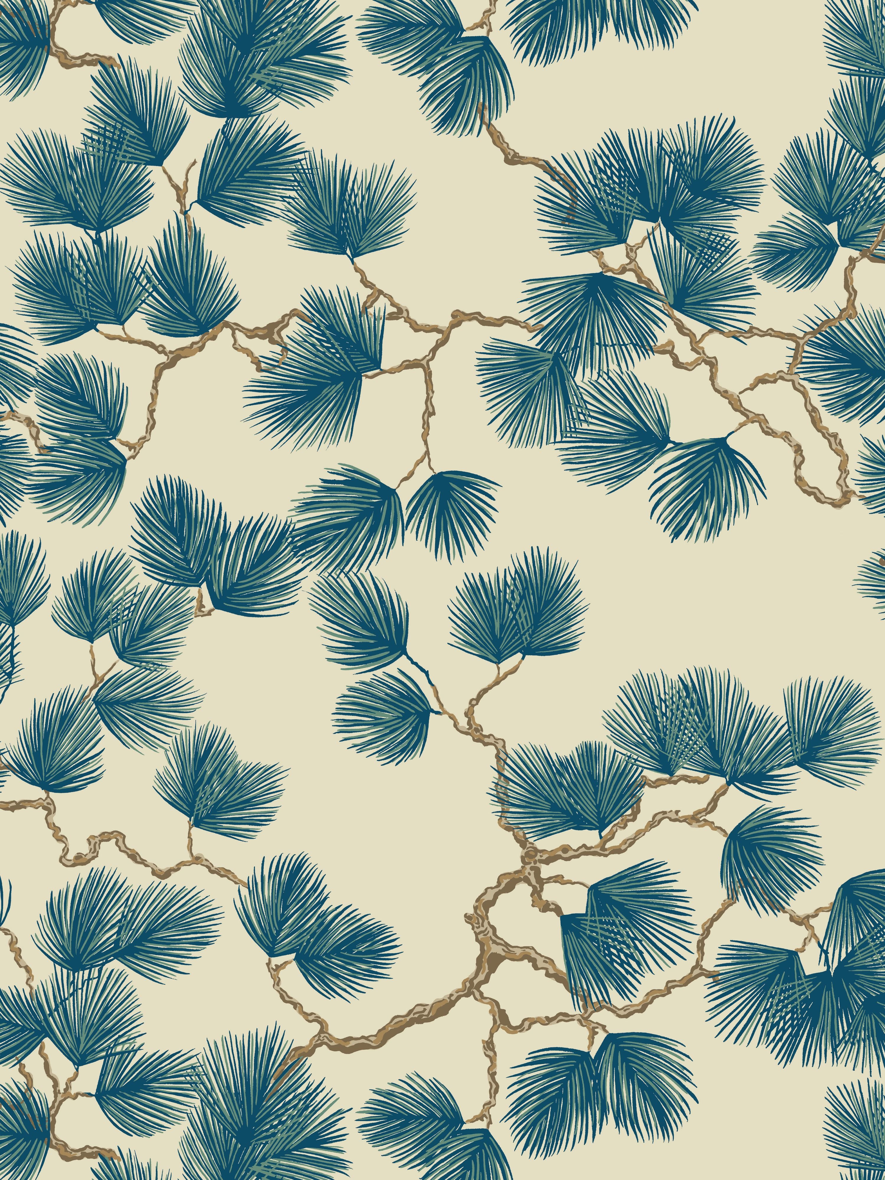 Scalamandre Pine Blue WSB08040327 Wallpaper | 40% Off (Samples)