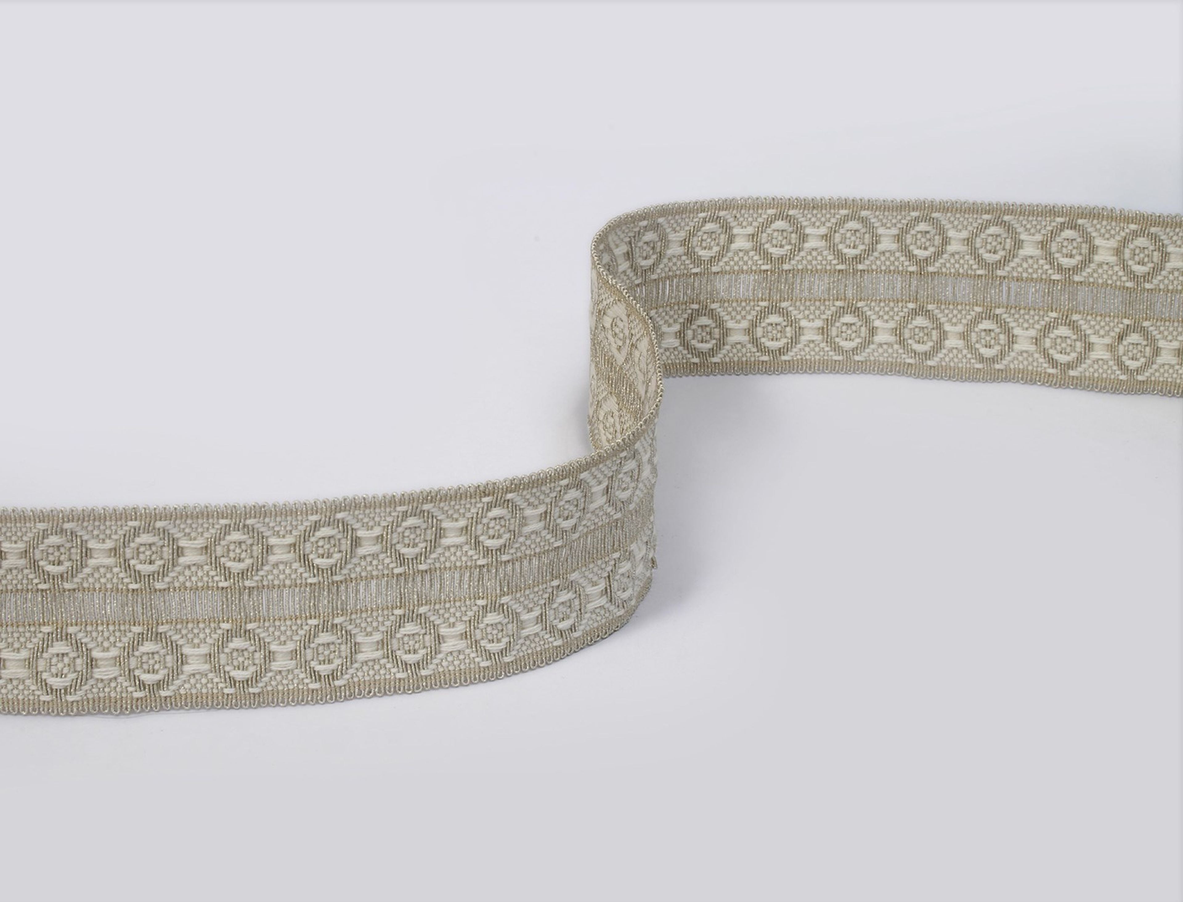 Jim Thompson Woven Diamonds Tape Warm Silver JT030049001 Sample | 40% ...