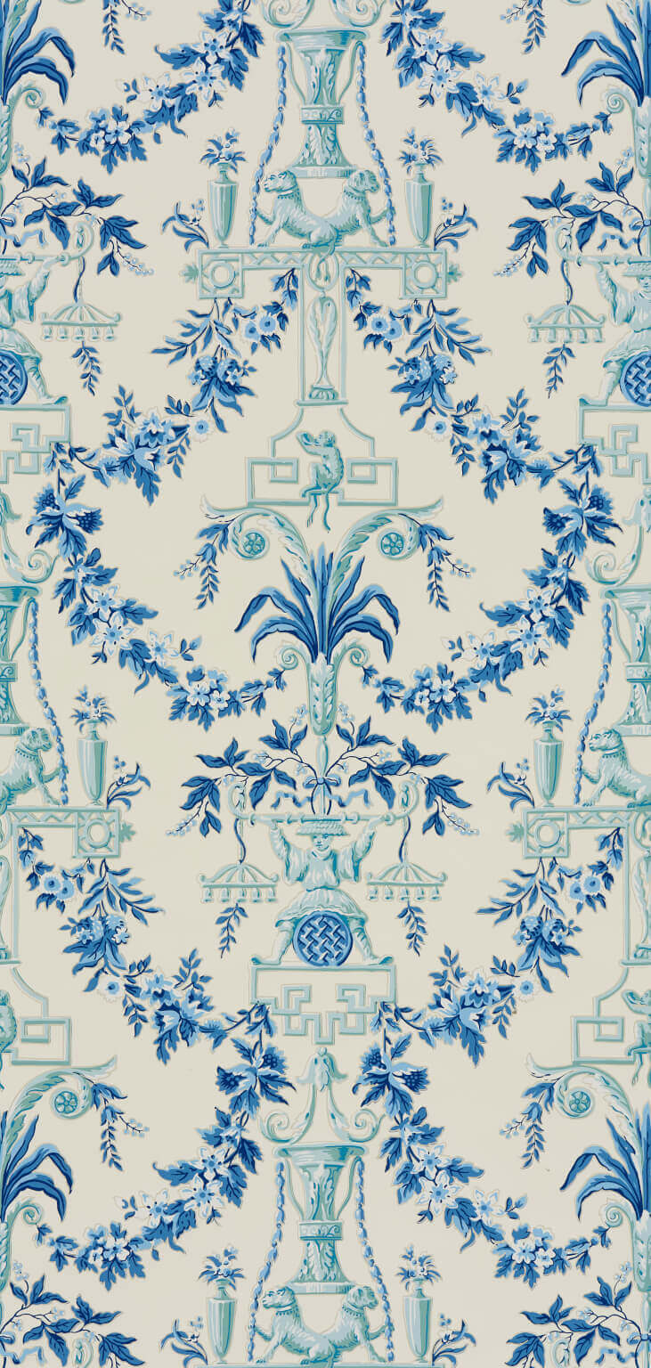 Le Manach Les Lions Bleu LP111002 Wallpaper | 40% Off (Samples)