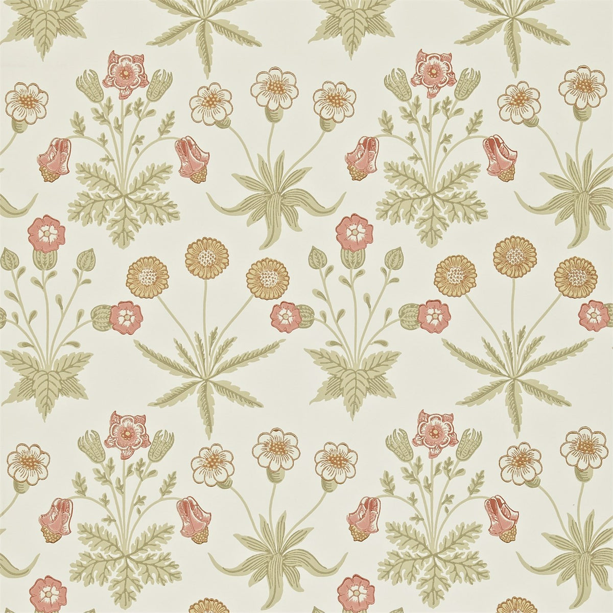 Morris & Co Daisy Coral/Manilla DARW212560 Wallpaper | 40% Off (Samples)