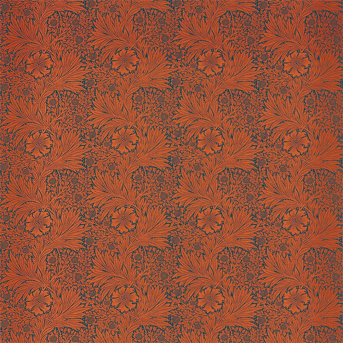 Morris & Co Marigold Navy/Burnt Orange DBPF226845 Fabric | 40% Off ...