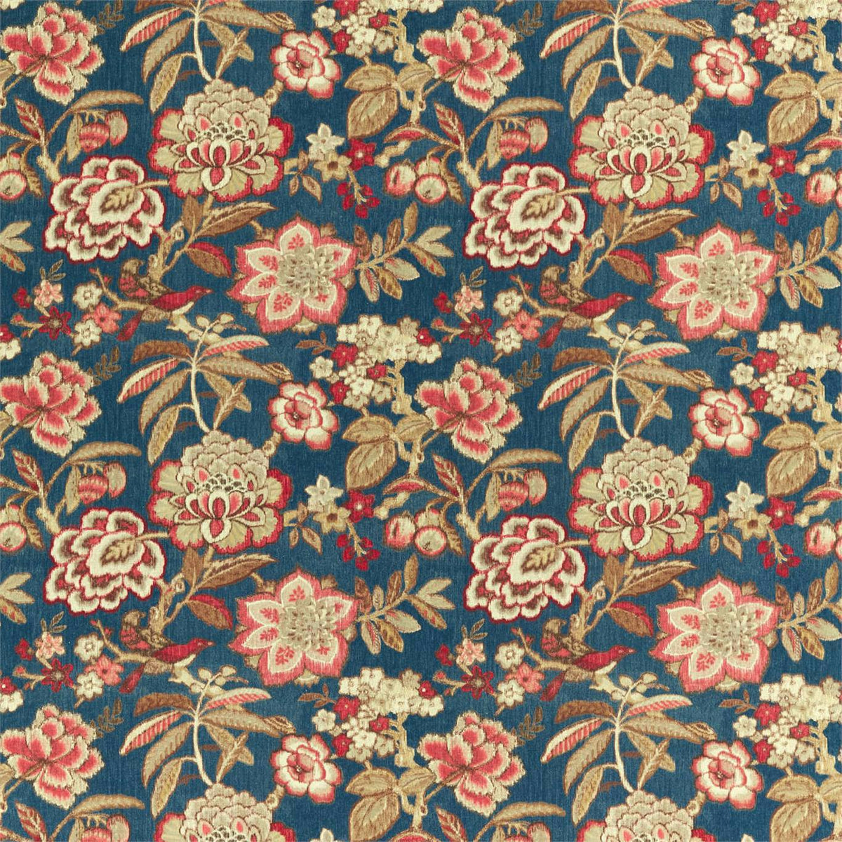 Sanderson Indra Flower Indigo/Cherry DCEF226639 Fabric | 40% Off (Samples)