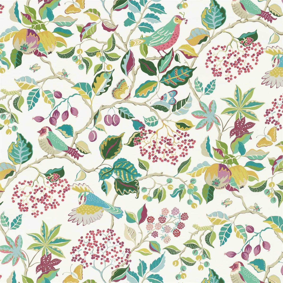 Sanderson Birds & Berries Fern DNTF226730 Fabric | 40% Off (Samples)